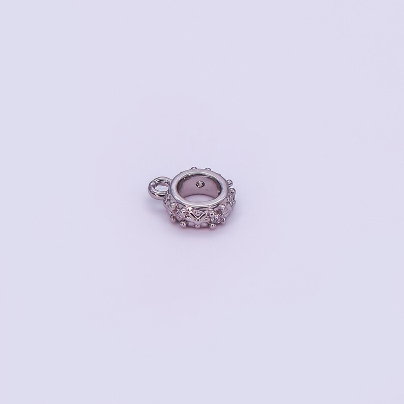 CZ Gold Bail Beads Spacer With Closed Link for Charm Holder Spacer With ...