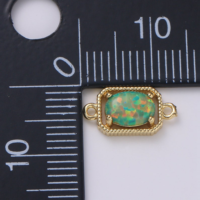Gold Oval Opal Connector Octagon Link Connector Opalite Charm | Etsy
