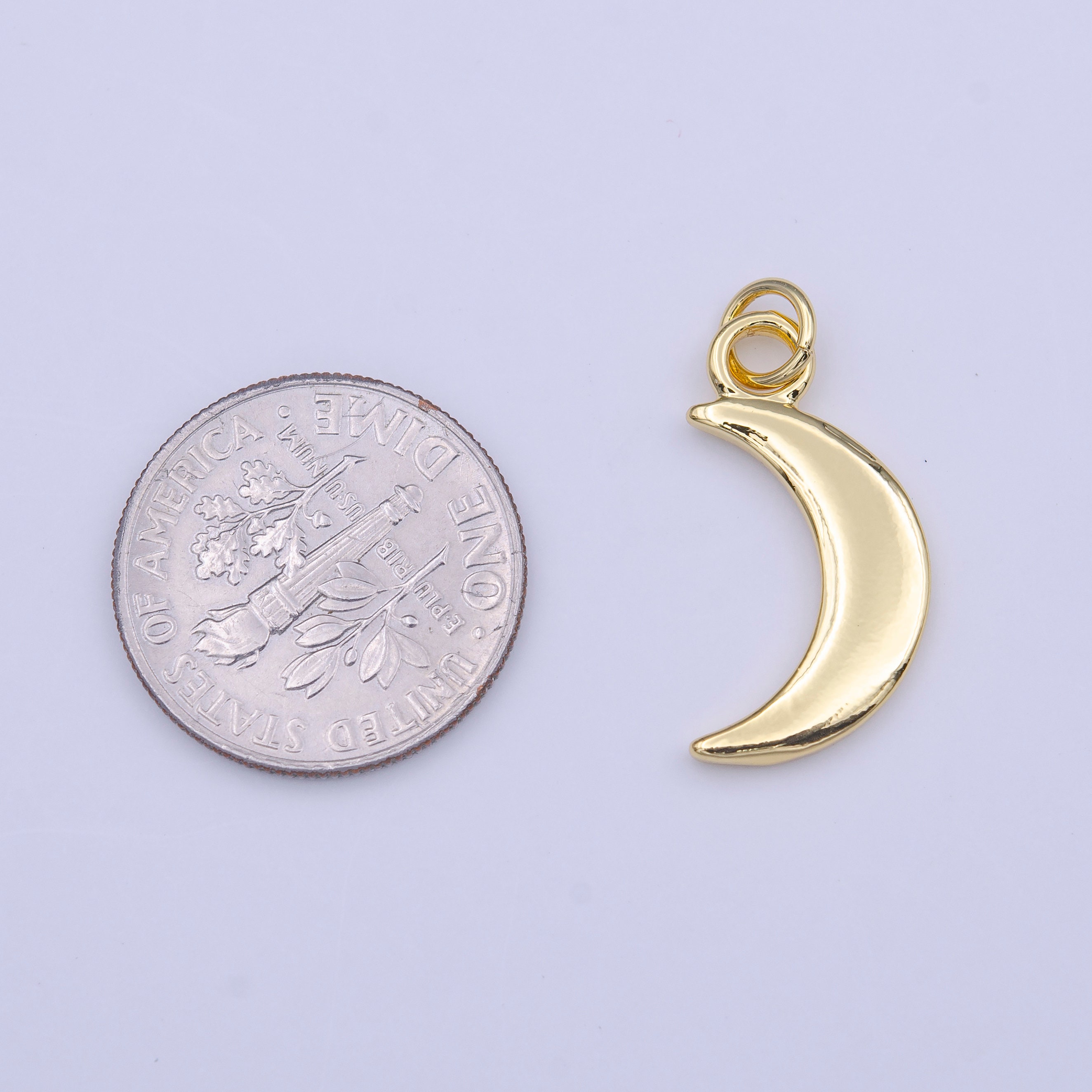 Dainty Gold Crescent Moon Mini Charm Necklace Pendant Dainty - Etsy