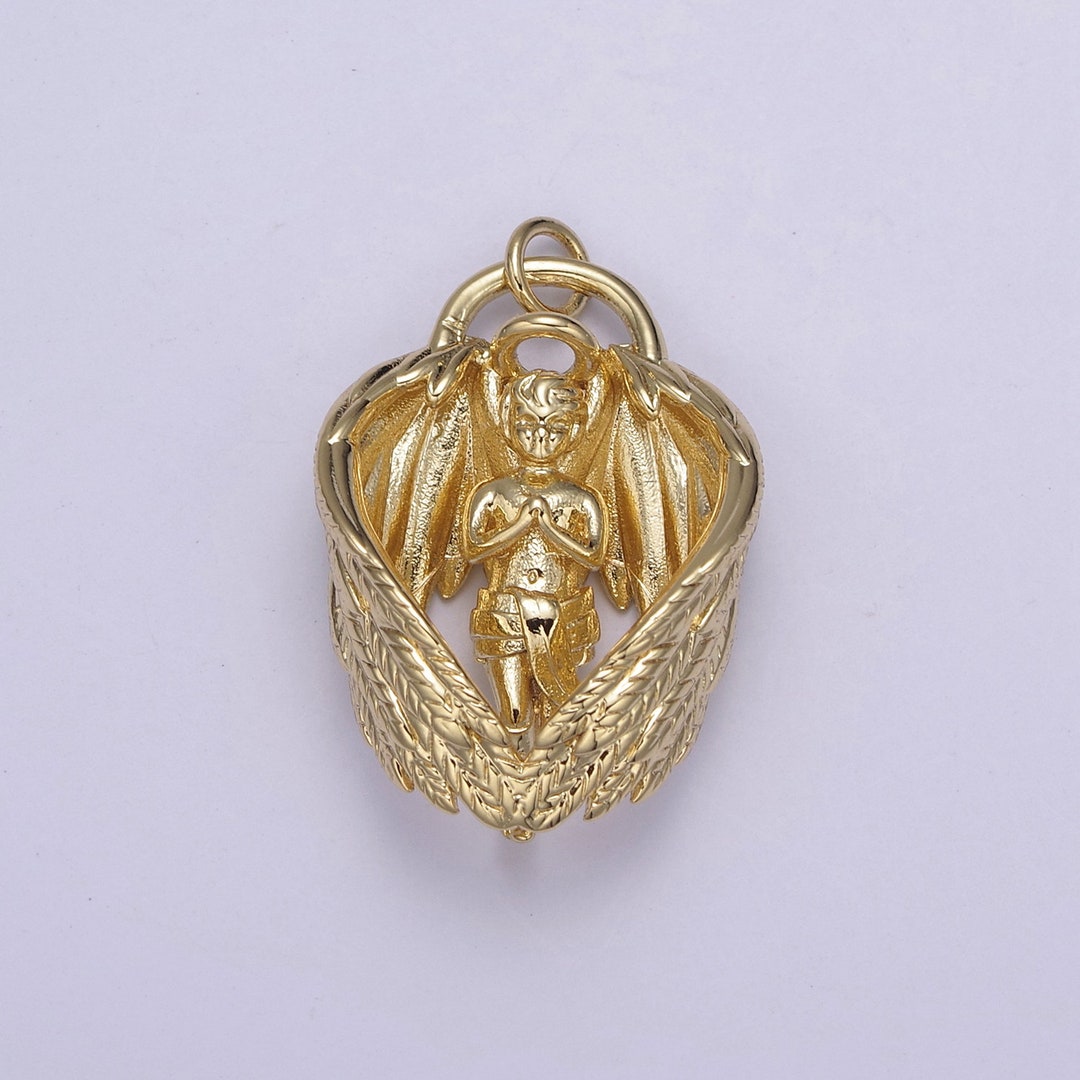 Gold 3D Baby Angel Pendant, Cherub Necklace Pendant, Angel Charm ...