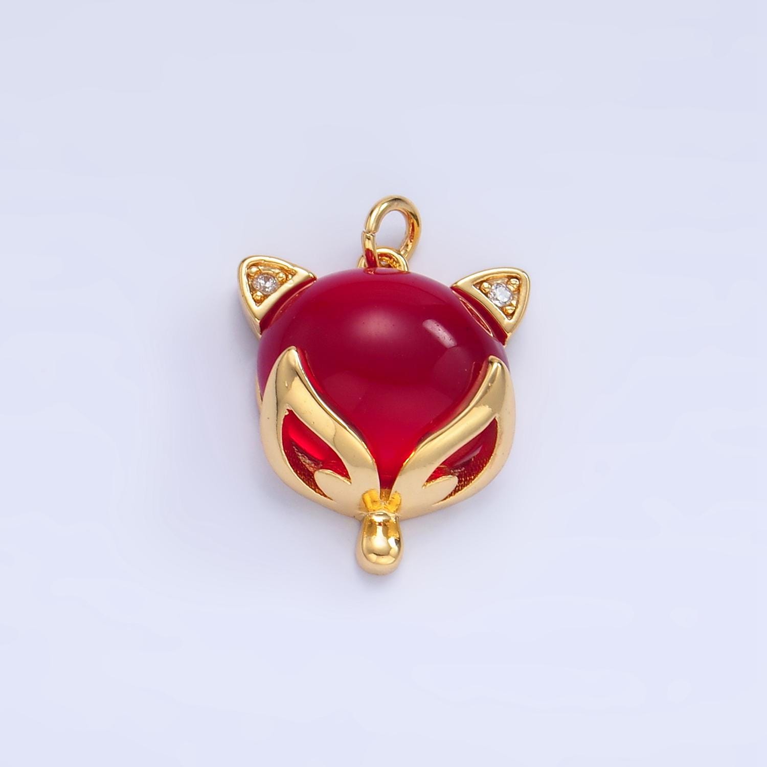 CZ Micro Paved Red, Pink Cats Eye Gemstone 24K Gold Filled Cat Animal ...