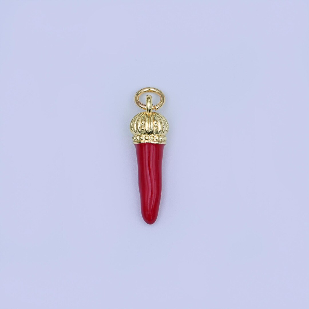 24K Gold Filled Red Enamel Chili Charm | W473 - Etsy
