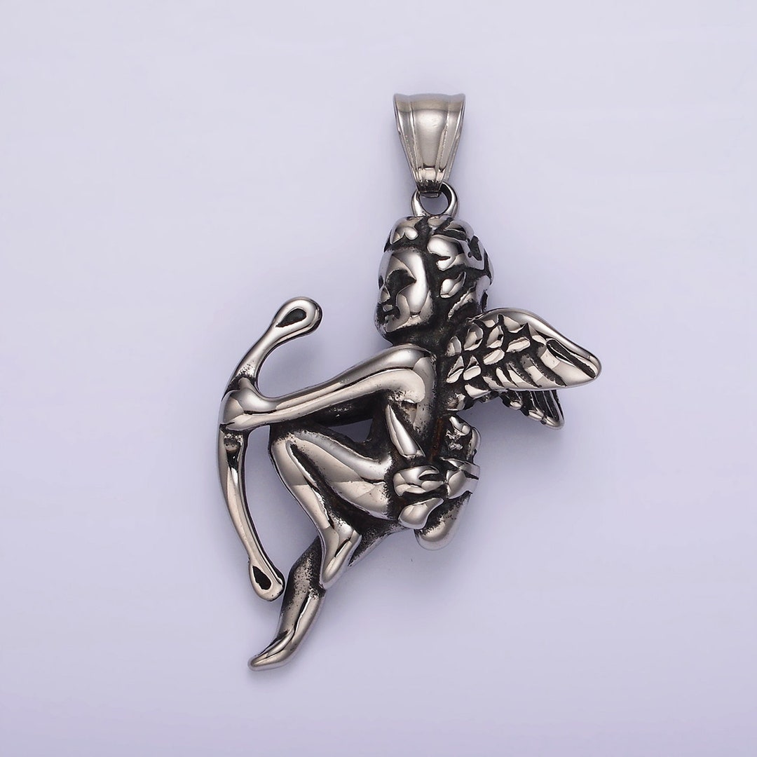Stainless Steel 54mm Archer Cherub Boy Angel Pendant P-1181 - Etsy