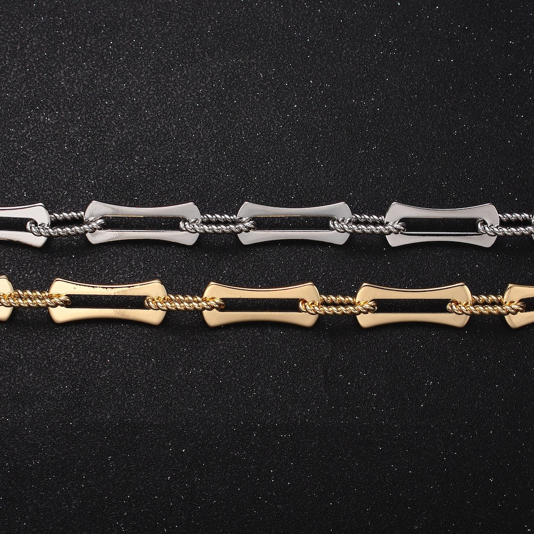 16k Gold Filled Designed Curved Paperclip Twisted Oblong Rope Link ...