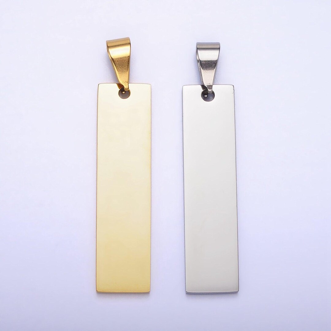 Stainless Steel Personalized Vertical Bar Pendant Flat Name 3d Pendant ...