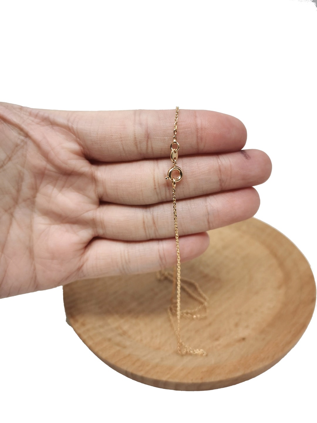 1pc 17.7'' Ready to Use 18K Gold Thin Rolo Necklace Chain, Layering ...