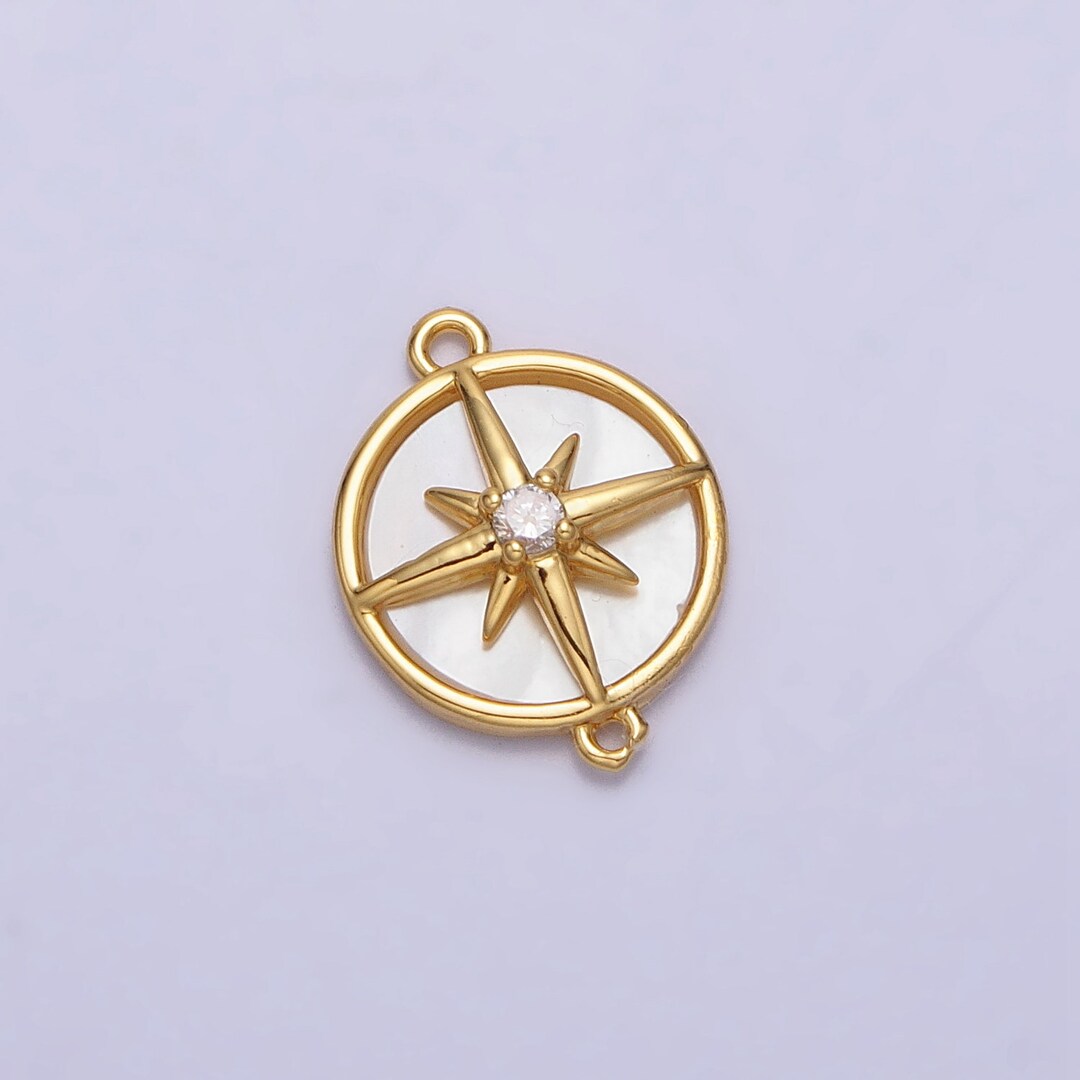 Dainty Coin Charm, Small Gold North Star Charm Connector Journey Travel ...