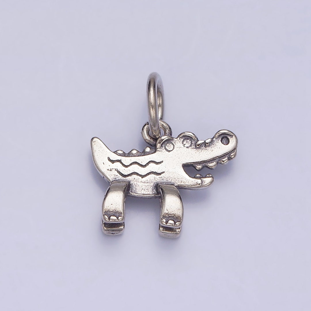 Mini Silver Alligator Charm Sterling Silver Crocodile Pendant - Etsy