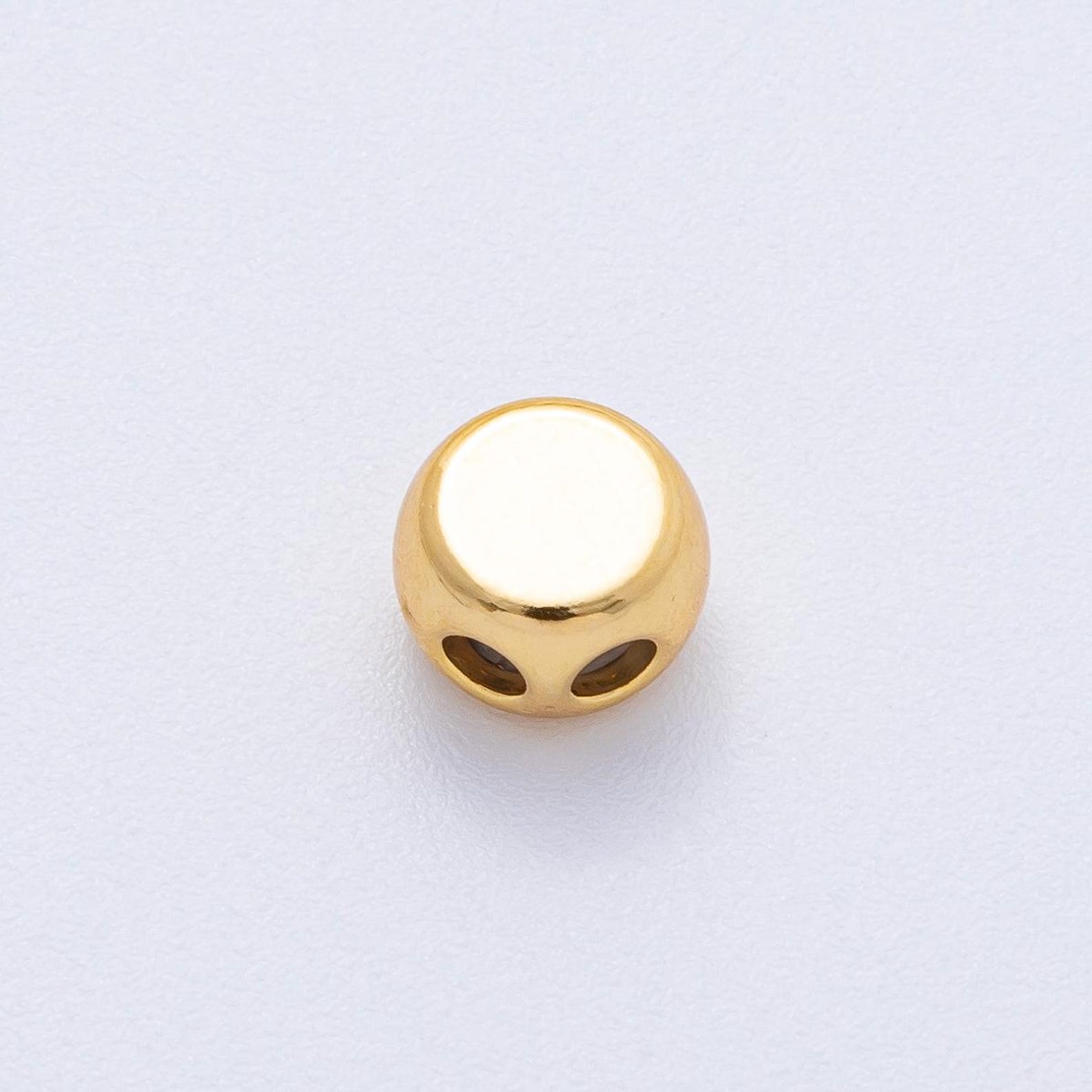 18K Gold Filled 8mm Round Double Hole Adjustable Rubber Stopper Bead ...