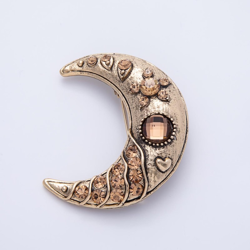 Crescent Moon Brooch - Etsy