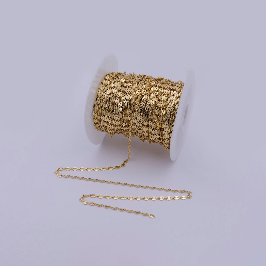 Gold Filled Anchor Chain by Yard, Gold Filled Round Oval Disc Chain ...