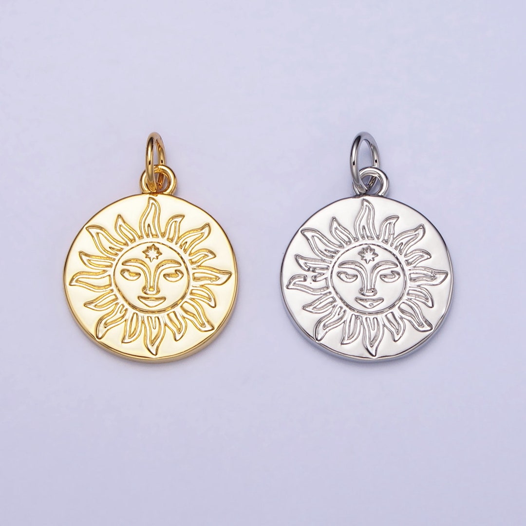 Gold Sun Charm Dainty Sun Face Charm Pendant Celestial Charms, Tribal ...