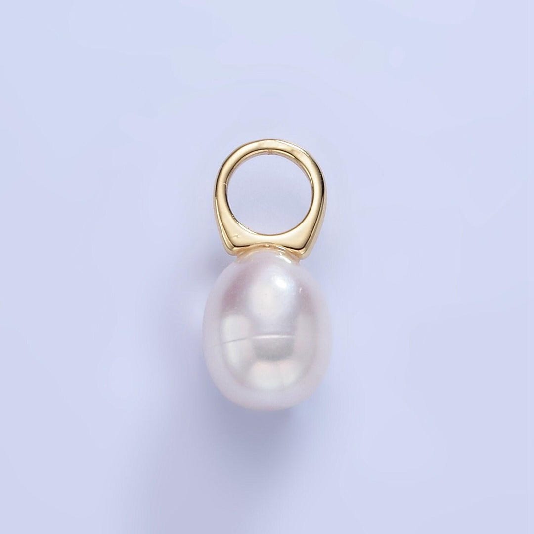 14k Gold Filled Ringed Shell Pearl Drop Pendant Wedding Jewelry ...