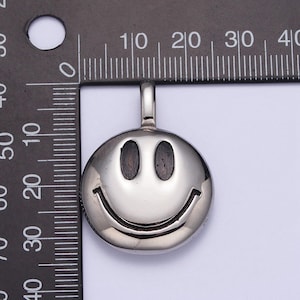 Round Emoticon Face Stainless Steel Charm Pendant in Gold & Silver ...