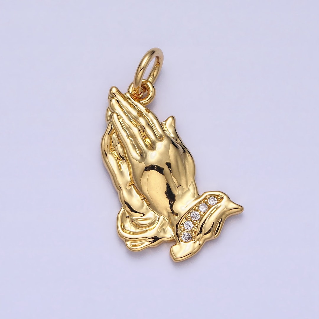 24K Gold Filled Prayer Hands Pendant, Religious Gifts for Men Dainty ...