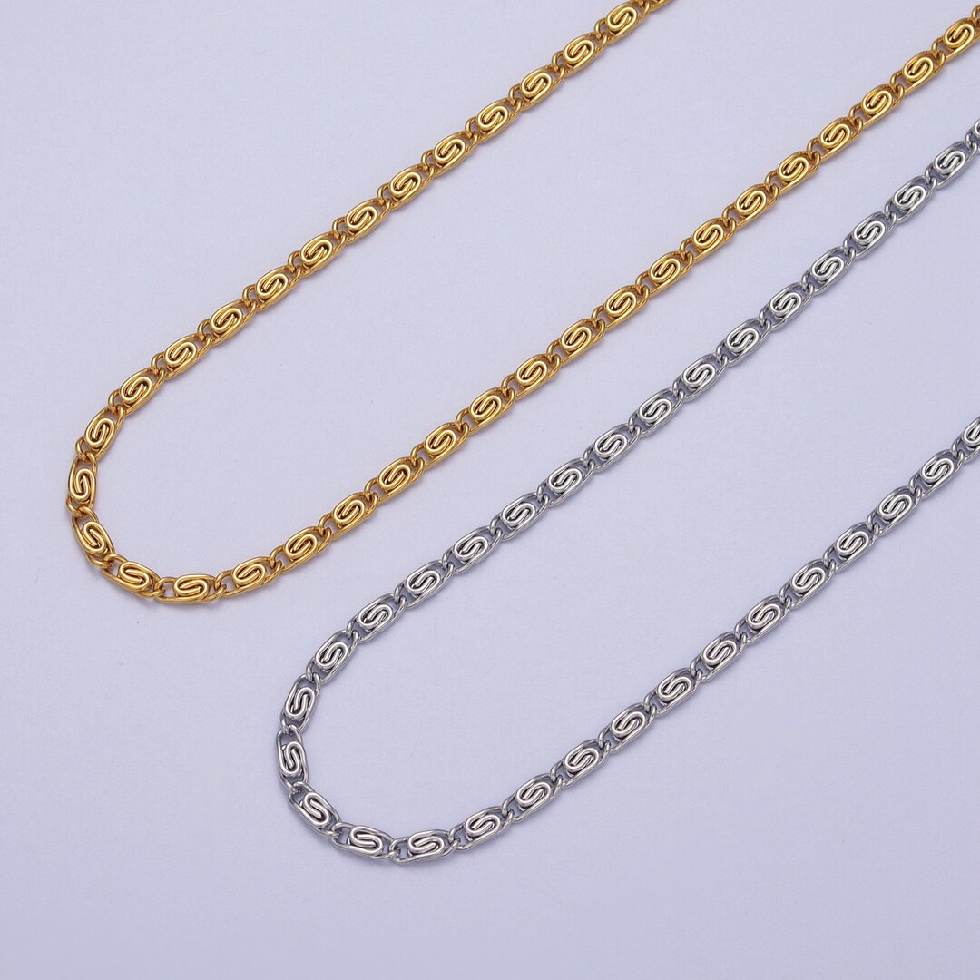 Dainty Scroll Gold Chain, Simple Gold Necklace, Silver Plain Women's ...