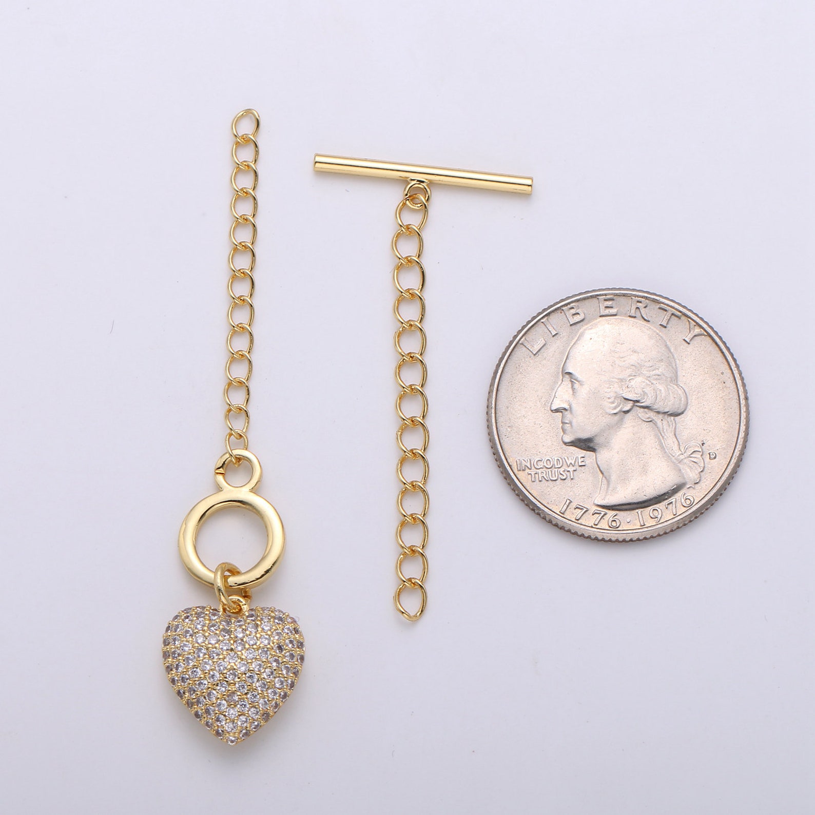 1 Set of 14K Gold Toggle Clasp With CZ on Charm 22mmx10mm - Etsy