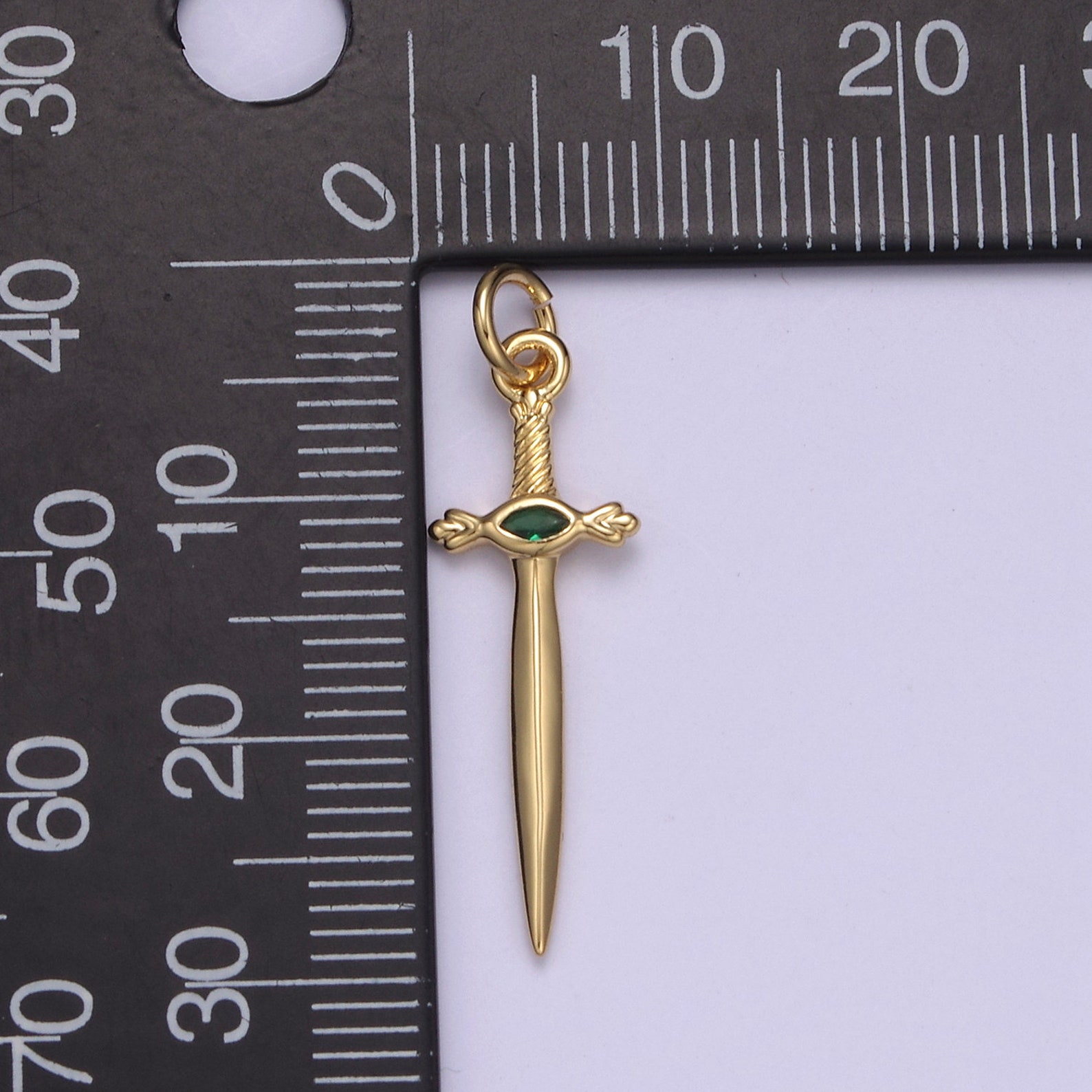 Dainty Sword Inlay CZ Gemstone With 4 Color Option Dagger - Etsy