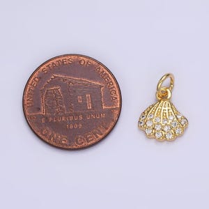 14k Gold Filled Clear Micro Paved Cz Ocean Clam Shell Add-on Charm ...