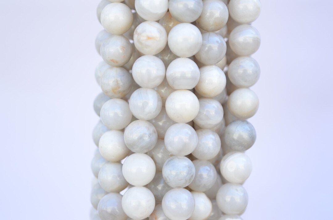 10mm, 8mm Dia. White Silverite mystic Agate Natural Stone Beads, Soothe ...
