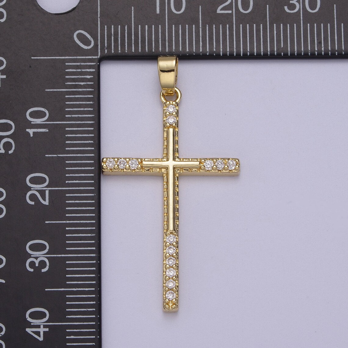 Dainty Simple Cross Pendant 14K Gold Filled Micro Pave | DIY Charm ...
