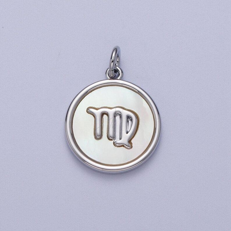 Shell Pearl Silver Zodiac Signs Medallion Pendant White Gold - Etsy