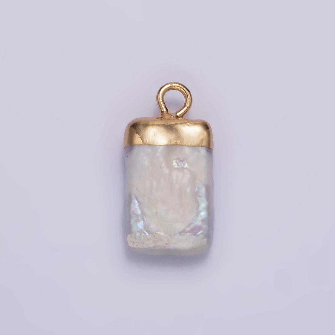 Dainty Rectangle Pearls Charm Gold 17x8mm White Tile Shell Pearls for ...