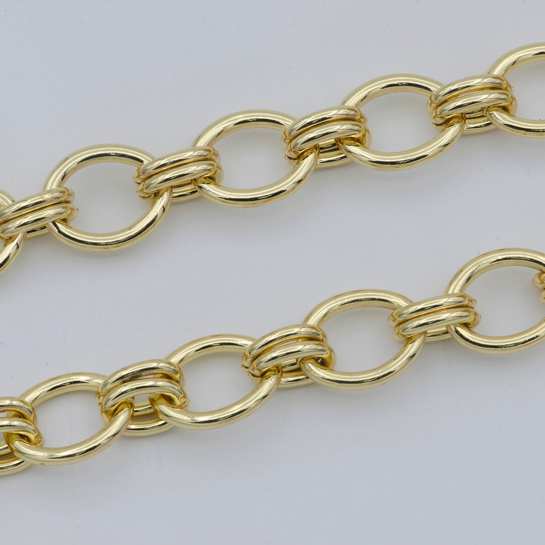 14K Gold Oval Double Rollo Link Chain by Yard, Fancy Cable Chain by ...