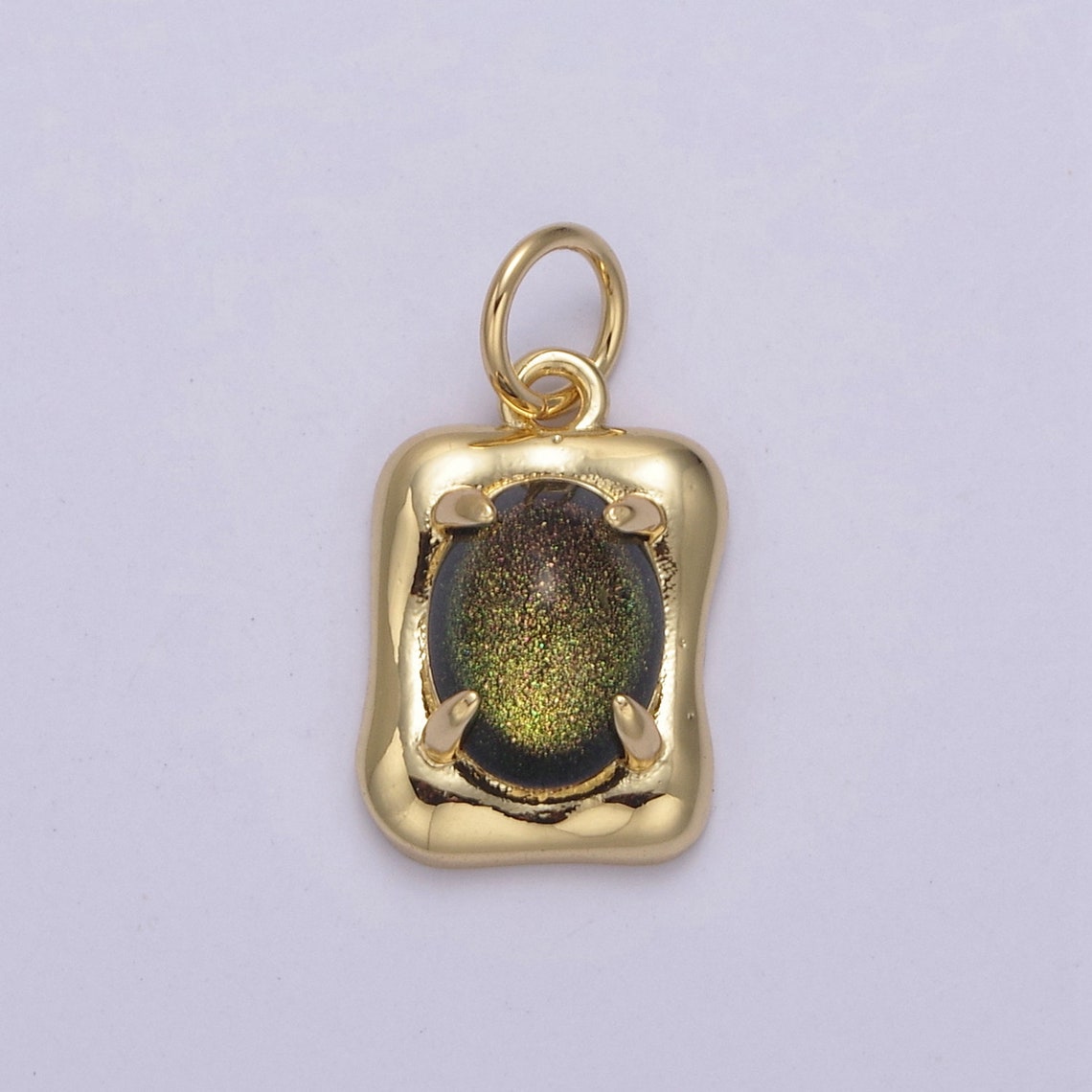 Mini Square Tag With Opal Stone for Minimalist Jewelry N460 | Etsy