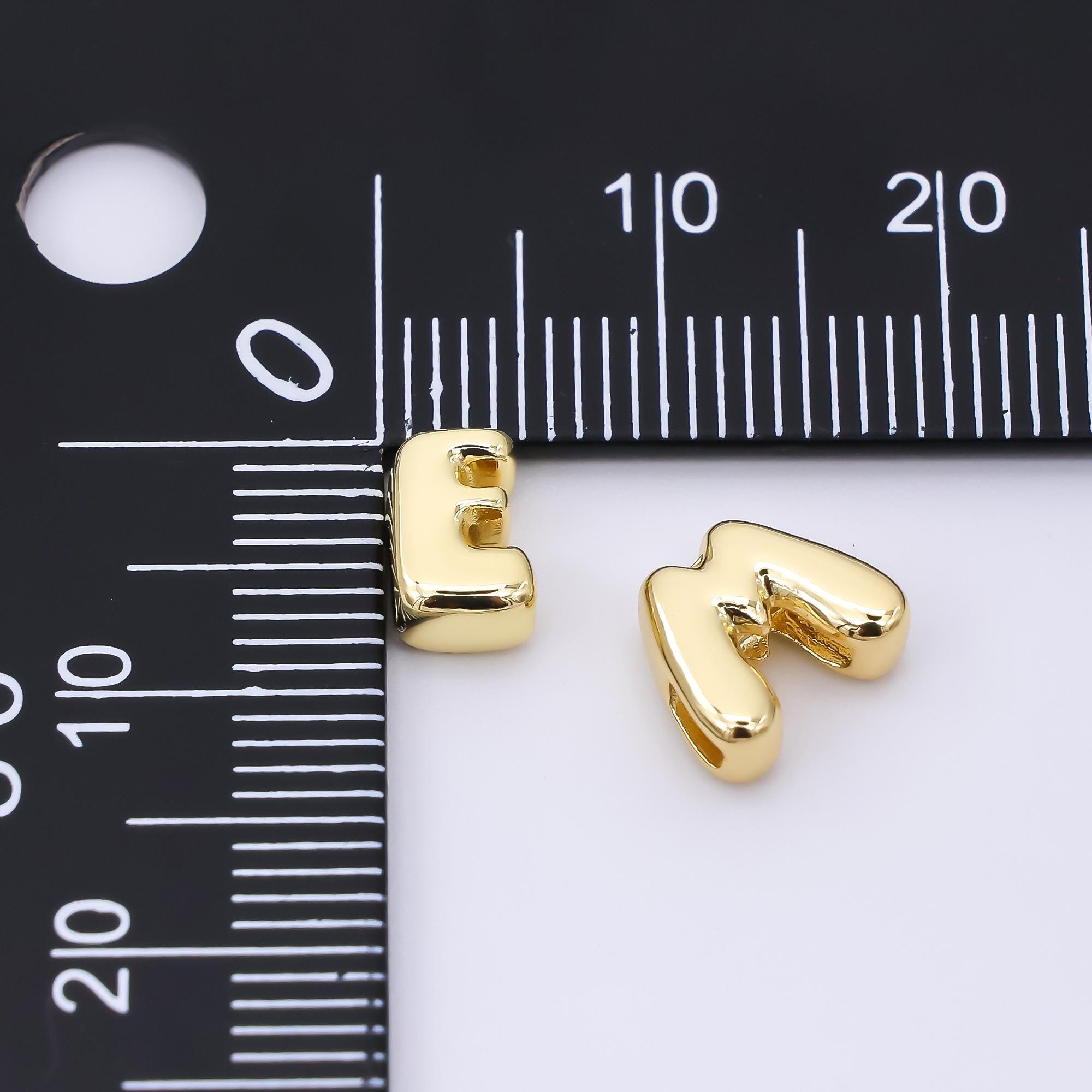24K Gold Filled 8mm Initial Letter Alphabet Chubby Spacer Bead Bubble ...