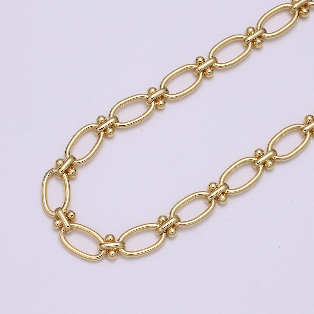 Gold Oval Rolo and Cross Chain by Yard, Figure 8 Oval Link Chain, Fancy ...