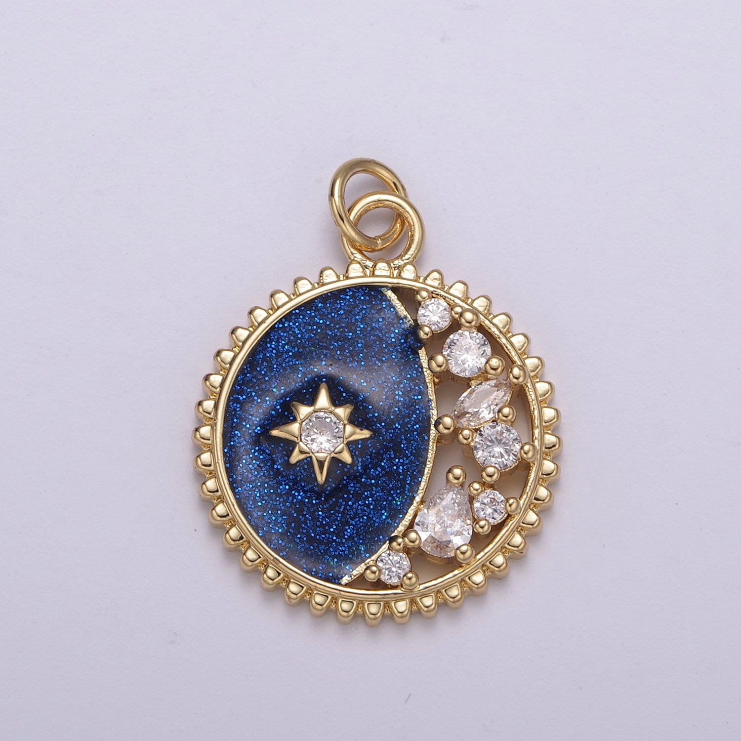 Enamel Celestial Jewelry Gold Crescent Moon Charm Double Sides Design ...