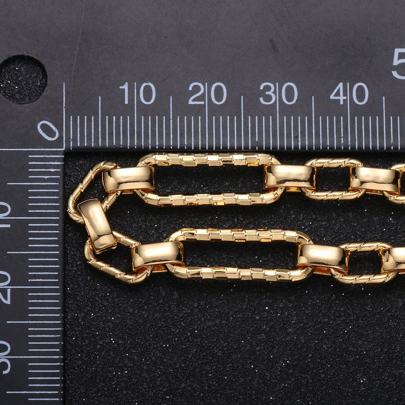 Woven Embosed 24K Gold Rolo Cable Paperclip Chain by Yard - Etsy