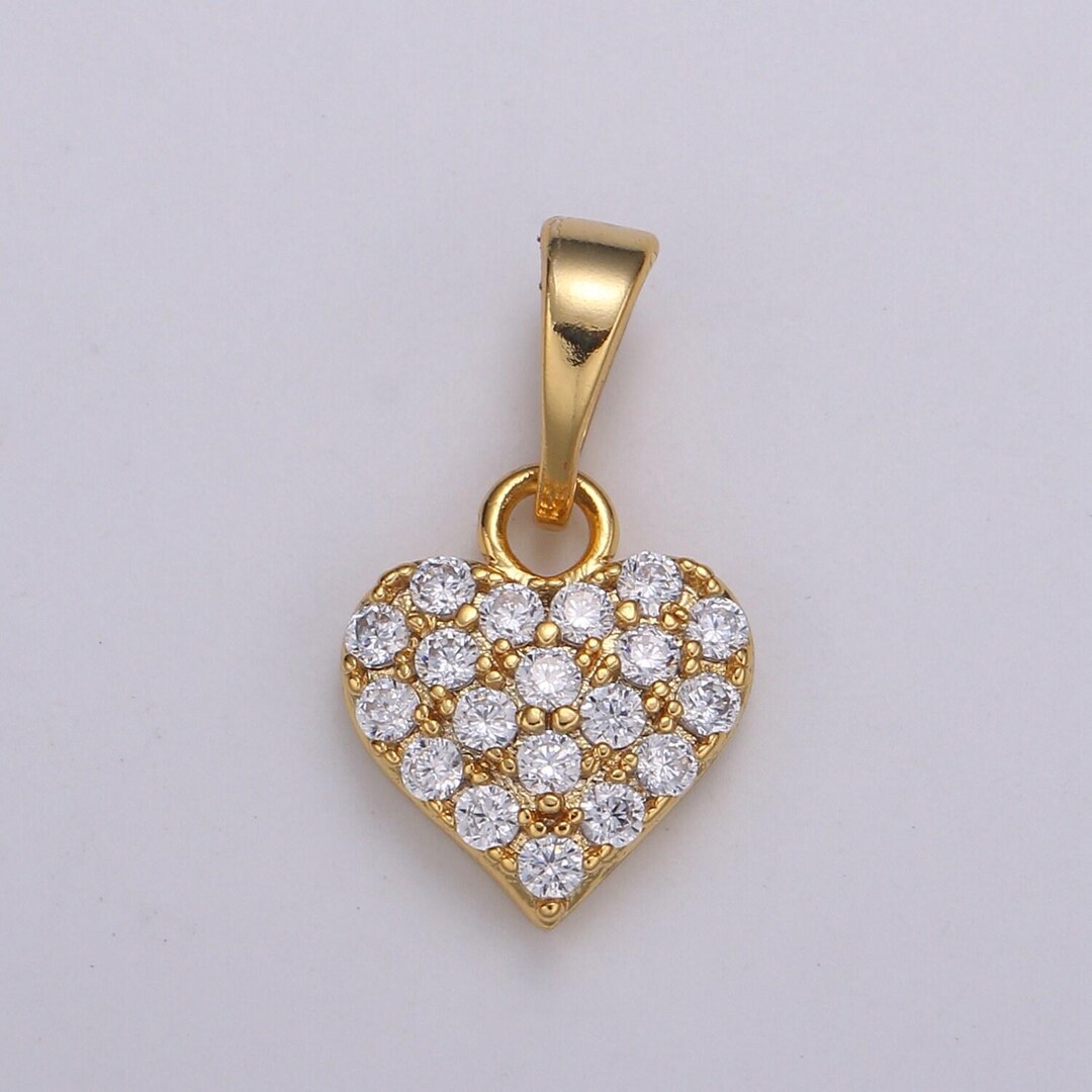 Mini Cubic Heart Pendant 18k Gold Filled Tiny Geometric Charm for ...