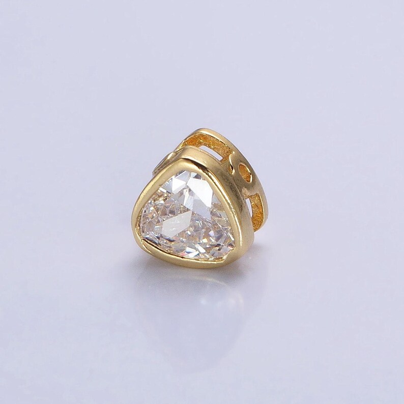 7mm Gold Plated Dainty Cz Triangle Spacer Bead, Gold Geometric Spacer ...