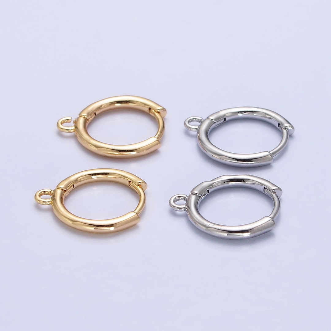 Geometric Open Loop 12mm Huggies in Gold & Silver Earring Supply Z-326 ...