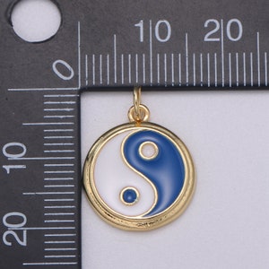 Dainty Colorful Enamel Gold Yin Yang Charm, 14K Gold Coin Charm Yin ...
