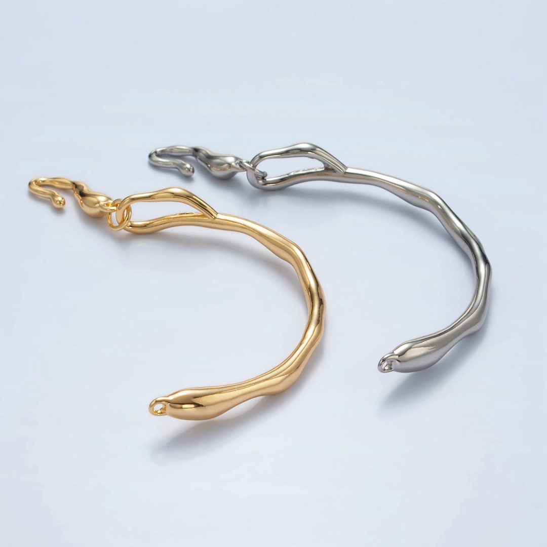 24K Gold Filled Curved Bar Latch Supply in Gold & Silver | Z-834 - Etsy