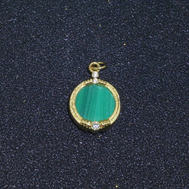 Natural Gemstone Charms 15.2mm Round Coin Pendant Gold - Etsy