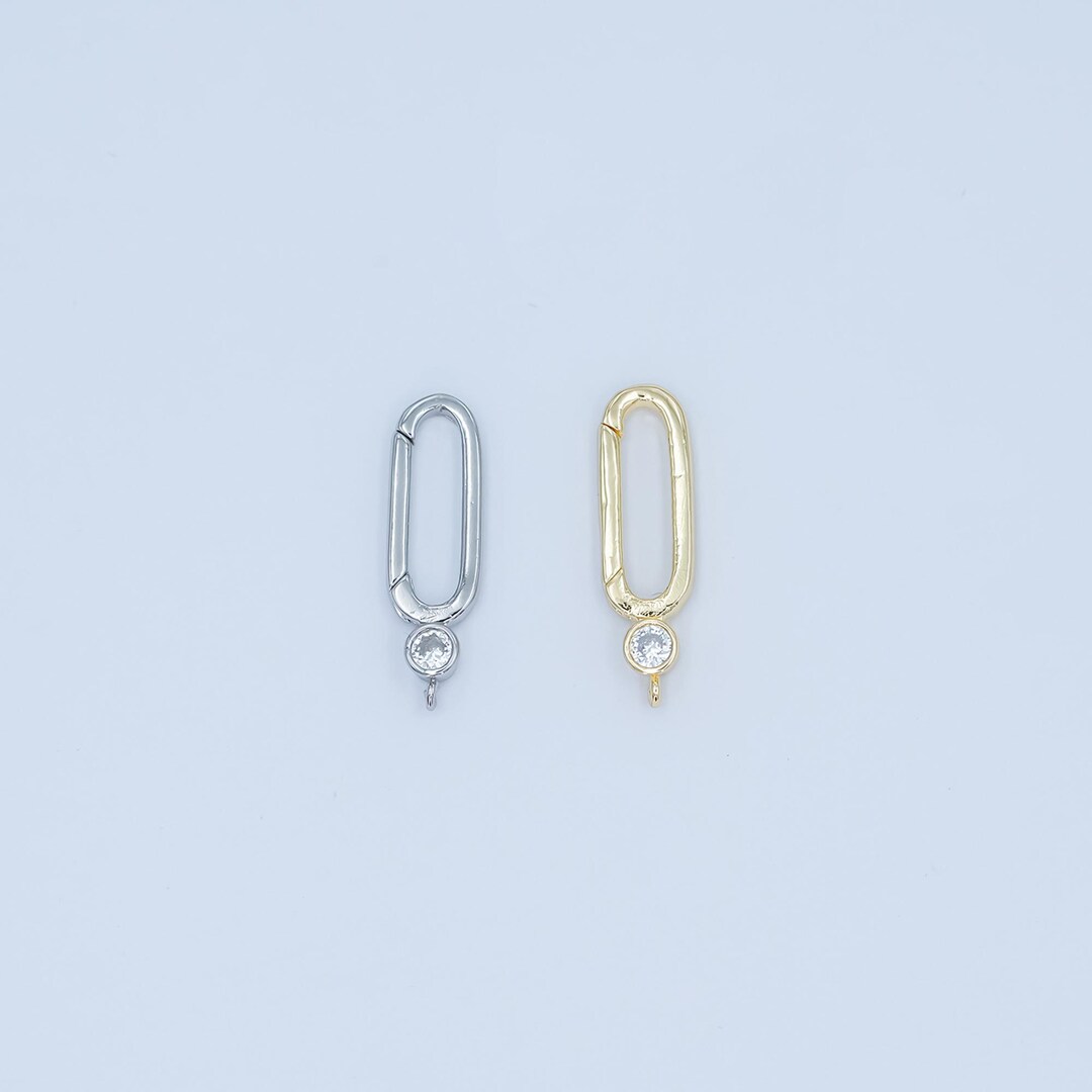 24k Gold Filled 21mm Push Oblong Oval Spring Gate Minimalist Findings ...