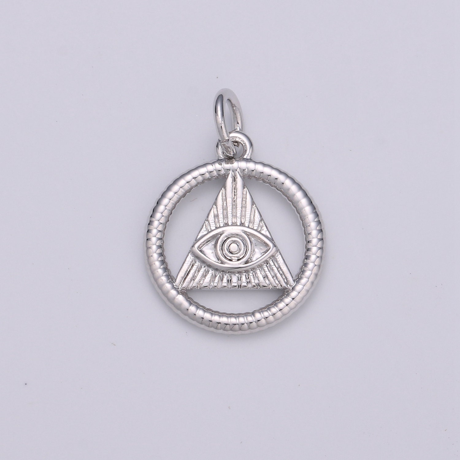 24k Gold and Silver Evil Eye Triangle Charm Circle Evil Eye - Etsy