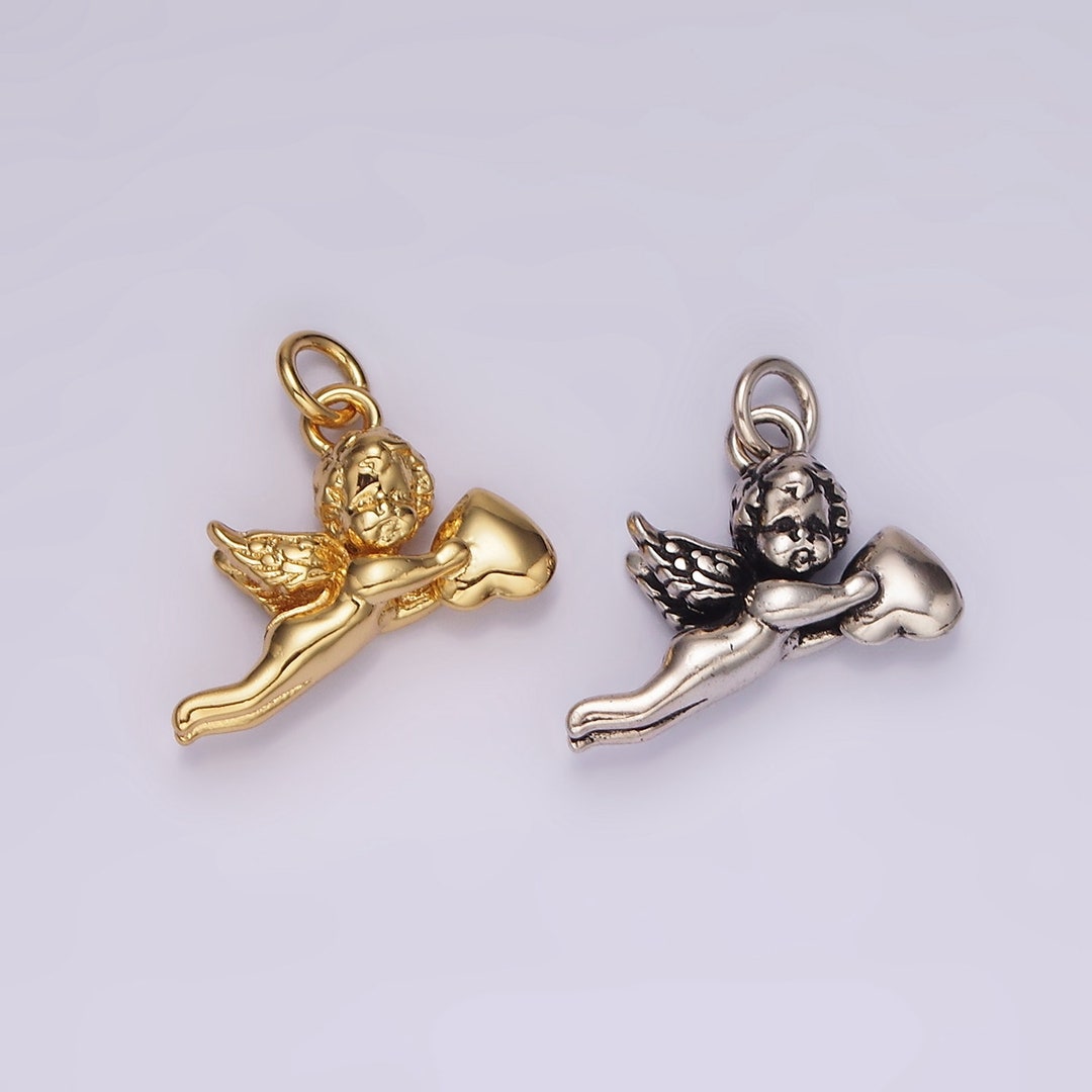 Mini Cherub Angel Charm Gold Silver Pendant Cupid Angel Pendant ...