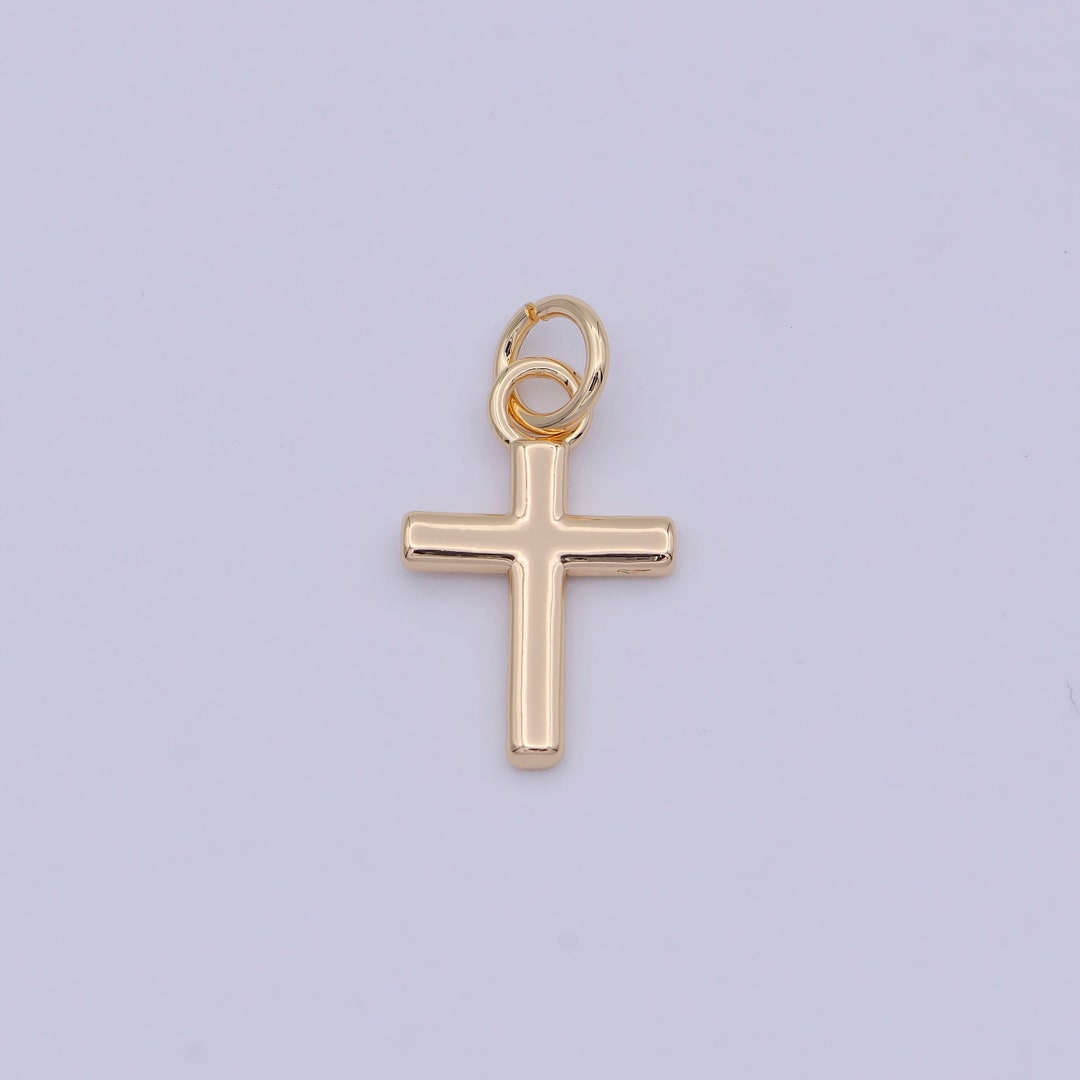 Mini 18k Gold Filled Cross Charm, Dainty Minimalist Cross Pendant, DIY ...