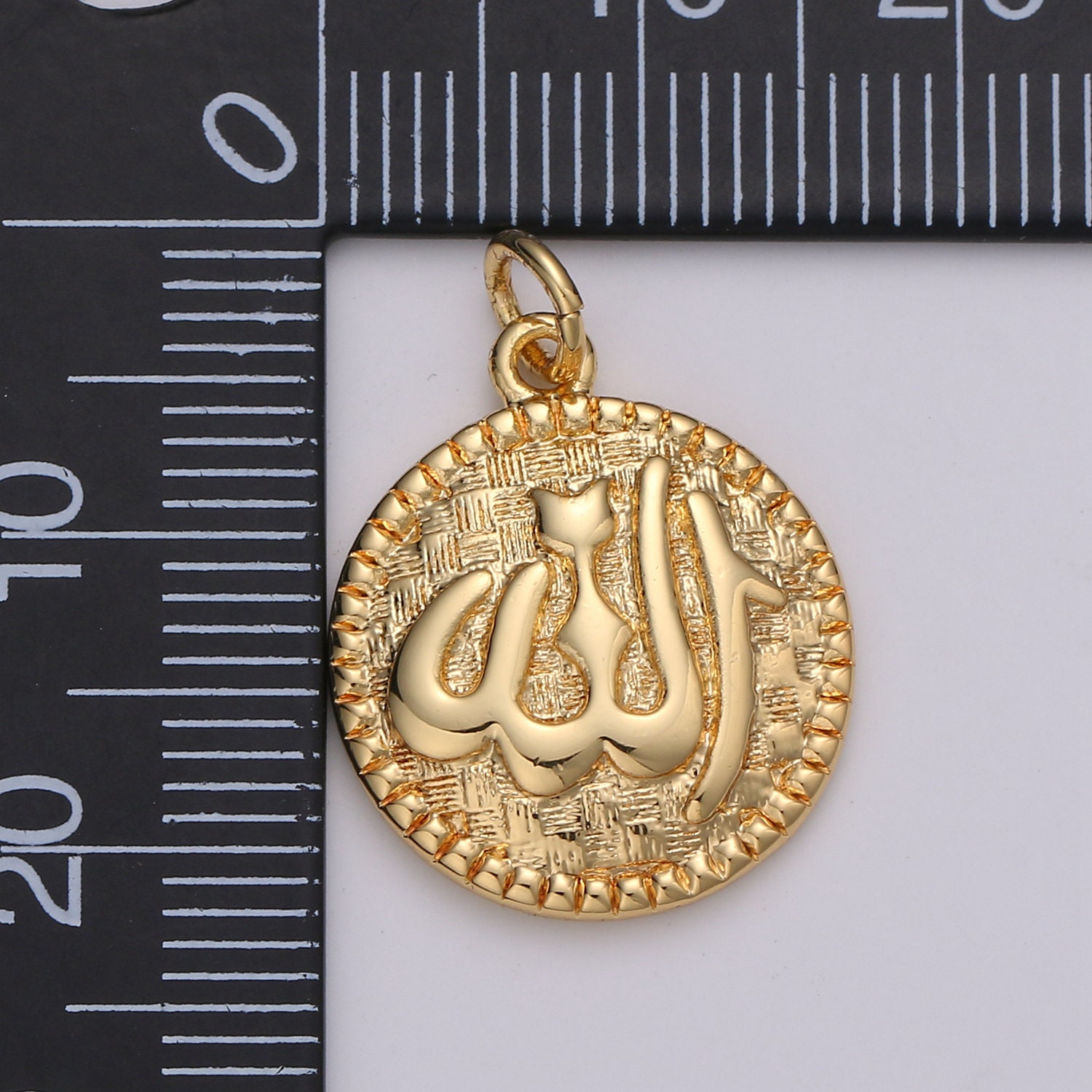 Gold Allah Charm Allah in Arabic Charm Dainty Disc Charm | Etsy