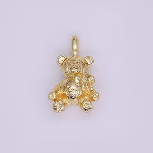 24k Gold Filled Teddy Bear Pendant Kids Stuff Animal Add-on Charm in ...