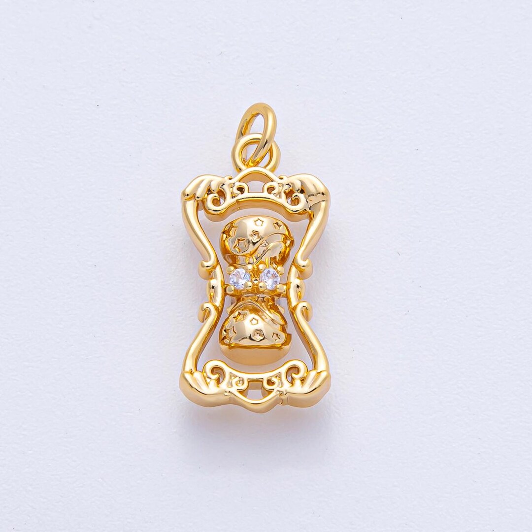 18K Gold Filled 20.6mm CZ Majestic Hourglass Charm Vintage Inspired ...