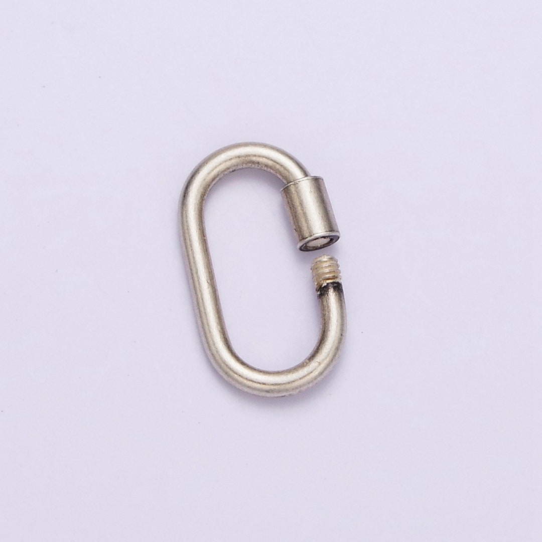 Antique Silver Carabiner S925 Sterling Silver Dainty Screw Lock Clasp ...