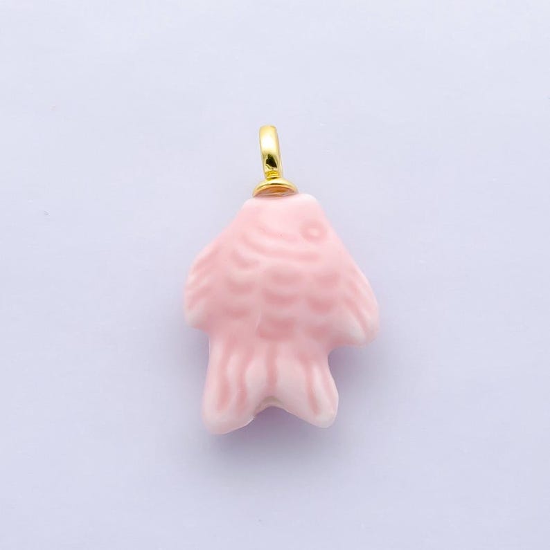 Dainty Fish Ceramic Charm Handmade Pink Cute Fish Shell Ceramic ...
