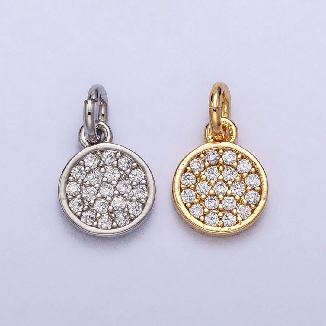 Mini Cz Paved Gold Circle Charm 11x6.5mm 16k Real Gold Plated Brass ...
