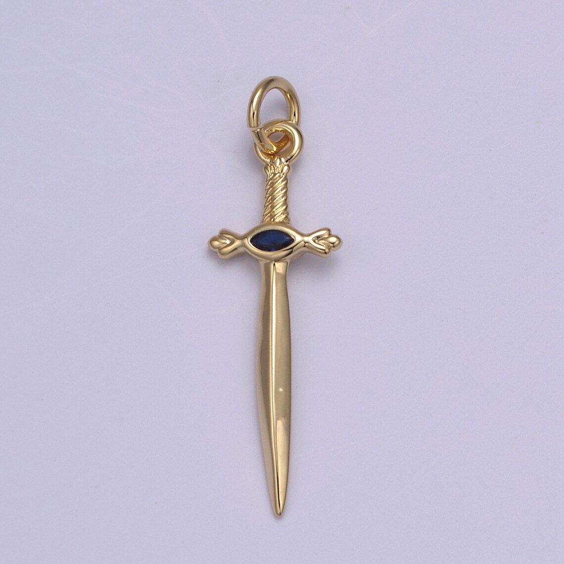 Dainty Sword Inlay CZ Gemstone With 4 Color Option Dagger - Etsy